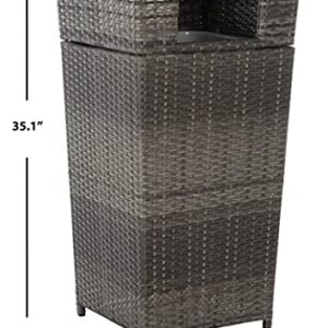 SAFAVIEH Outdoor Collection Mazeli Grey Brown Woven Square Lid Trash Bin (Fully Assembled) PAT7512C