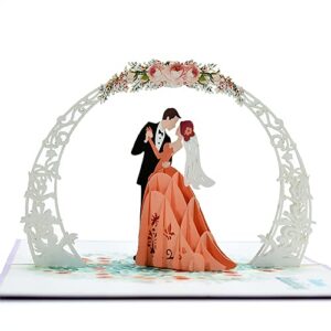 ETA 3D Wedding Pop Up Cards with Bride and Groom Dancing, 3D Greeting Card for Wedding Party, Engagement Card, Pop Up Anniversary Card, 3d Valentines Day Cards, Birthday Card For Wife, W01