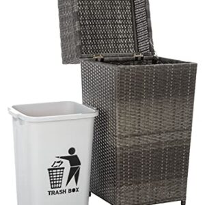 SAFAVIEH Outdoor Collection Mazeli Grey Brown Woven Square Lid Trash Bin (Fully Assembled) PAT7512C