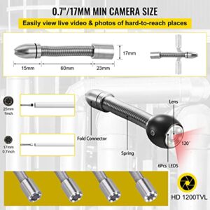 VEVOR Sewer Camera, 164ft/50M 4.3" Pipe Drain Inspection Camera with DVR Function & Snake Cable, Waterproof IP68 Borescope w/LED Lights, Industrial Endoscope for Home Wall Duct Drain Pipe Plumbing