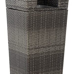 SAFAVIEH Outdoor Collection Mazeli Grey Brown Woven Square Lid Trash Bin (Fully Assembled) PAT7512C