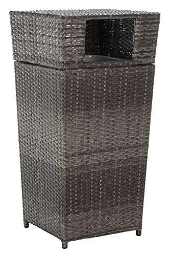 SAFAVIEH Outdoor Collection Mazeli Grey Brown Woven Square Lid Trash Bin (Fully Assembled) PAT7512C