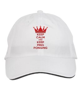 makoroni - keep calm and keep keep calm and keep ping ponging hat adjustable cap, desa47 white