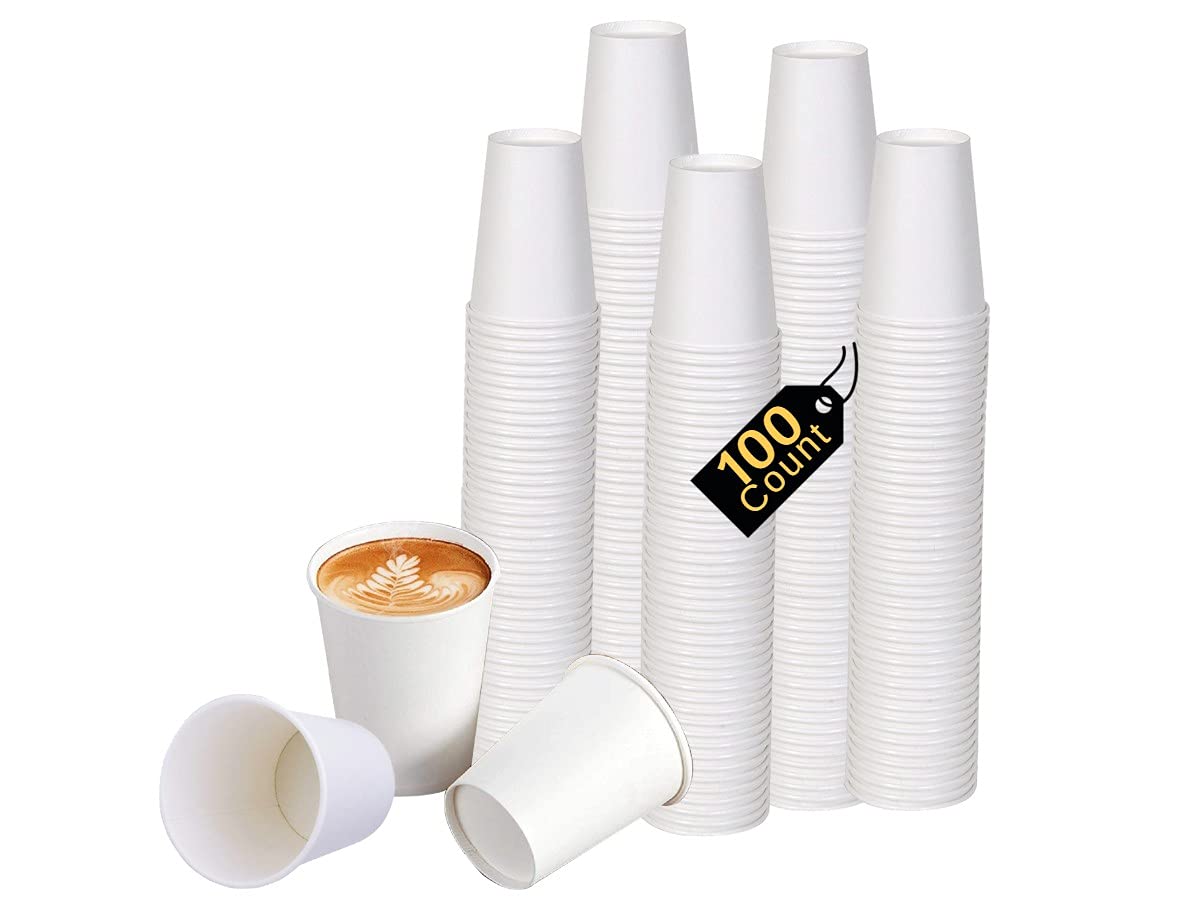 Smygoods 8oz Coffee Cups, Disposable Paper Cups, Espresso Cups, 100 Count