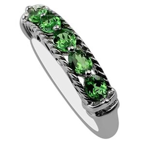 carillon stunning tsavorite oval shape 4x3mm natural earth mined gemstone 925 sterling silver ring wedding jewelry for women & men