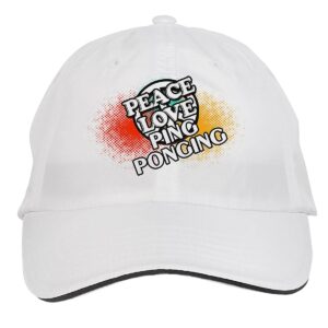 Makoroni - Peace Love PING PONGING Hat Adjustable Cap, DesN46 White