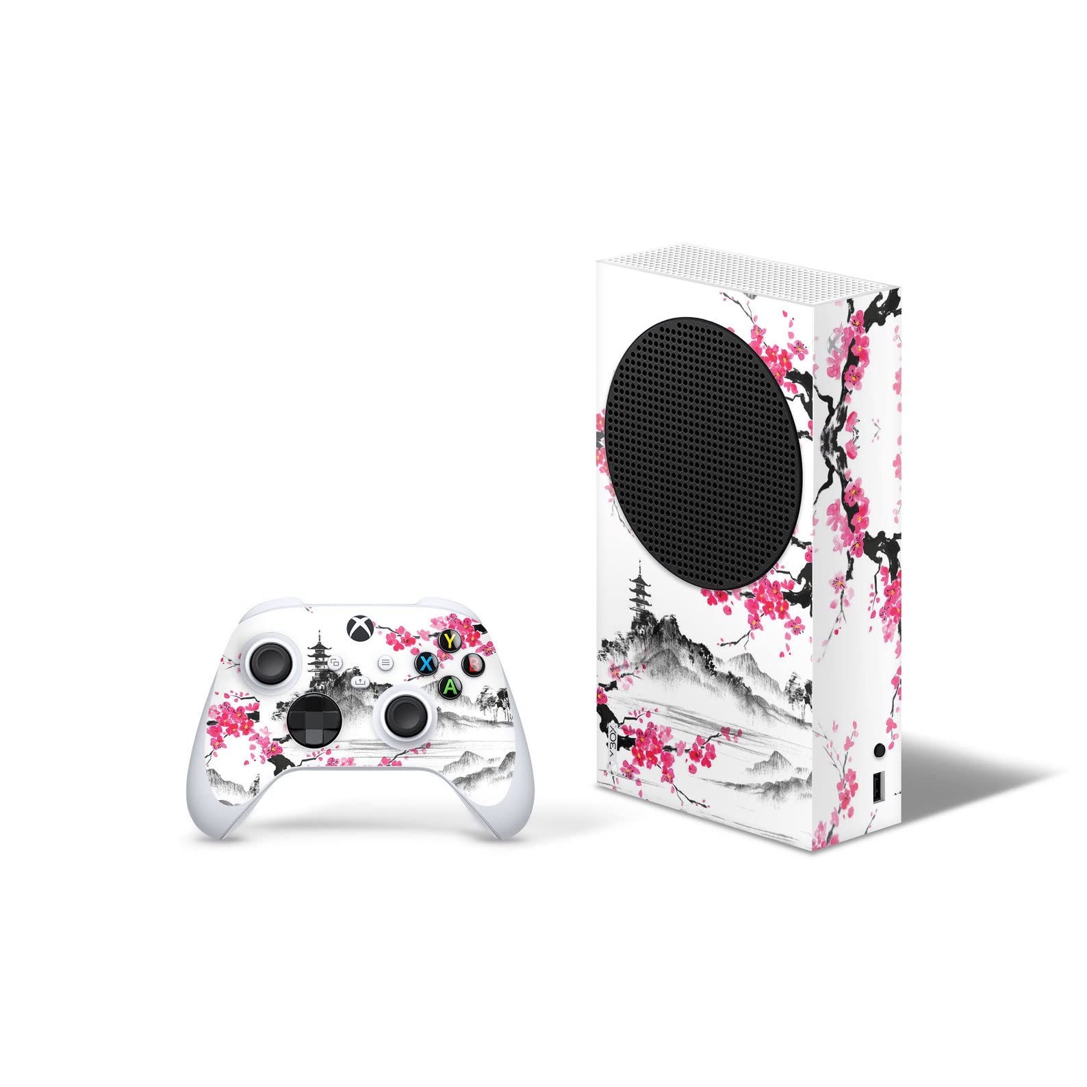 Compatible with X1 Series S Skin by ZOOMHITSKINS, Temple Anime Japan Sakura White Pink, Durable, Bubble-free, Goo-free, Made in The USA