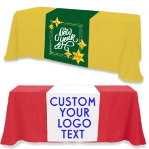 skartam custom table runner with business logo up to 36"x72" personalized customized tablecloth runners for wedding tradeshow events (36"x72")