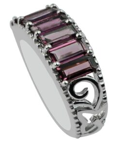 carillon stunning rhodolite garnet baguette shape 6x3mm natural earth mined gemstone 925 sterling silver ring wedding jewelry for women & men