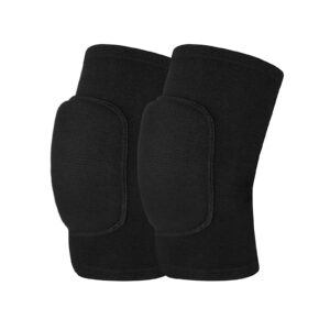 wanlvhu protective sponge knee pads for volleyball, soft breathable knee support knee brace for adult kids sports dance football gym skating (full black, small)