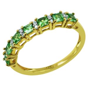 carillon tsavorite 2.5mm natural gemstone 925 sterling silver ring wedding ring (yellow gold plated) for women (7)