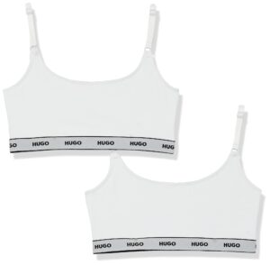 hugo 2-pack repeat logo cotton stretch bralettes chalk white