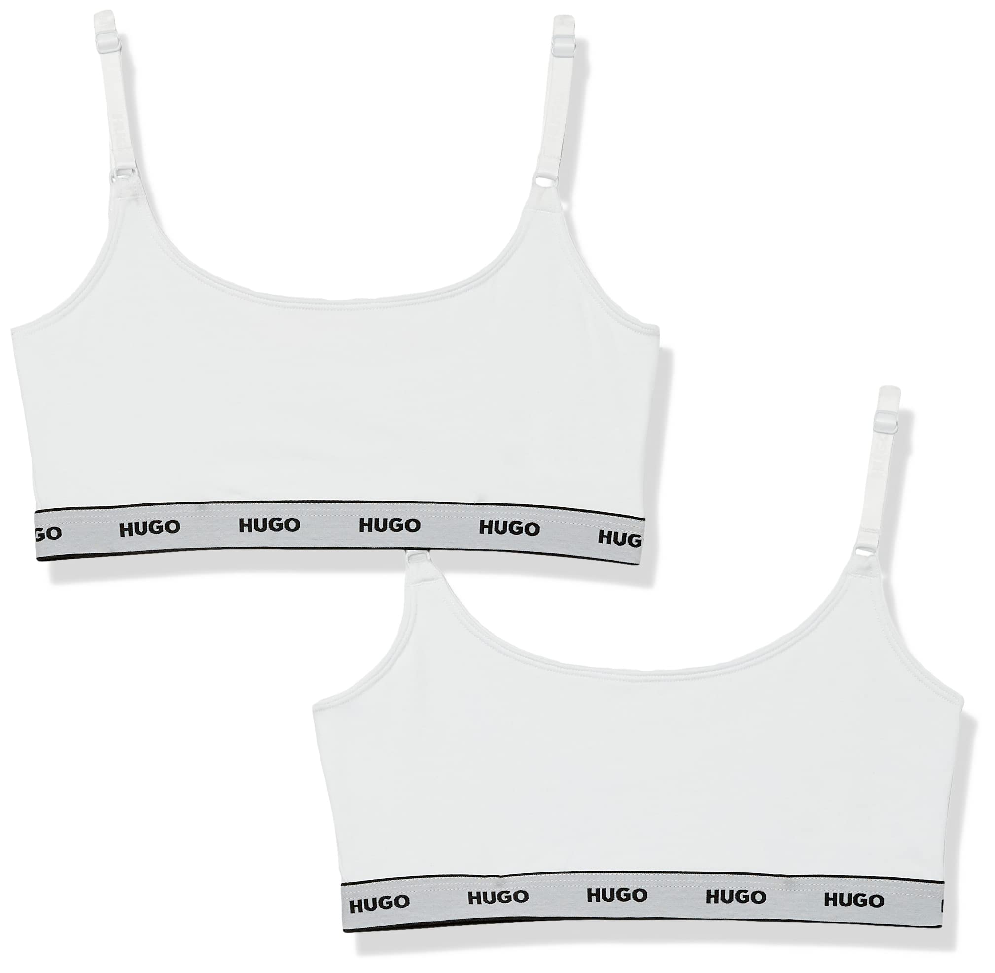 HUGO 2-Pack Repeat Logo Cotton Stretch Bralettes Chalk White