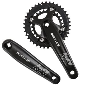 bucklos double/triple 64/104 bcd square taper bike crankset - 2x/3x mountian bike mtb 170mm bicycle cranksets with 22/24/26/32/38/42/44t chainring for 8/9/10 speed