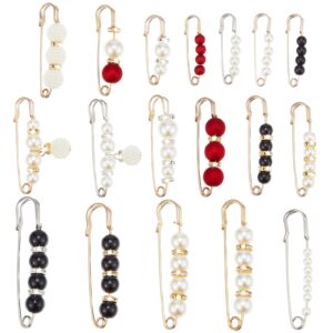 hicarer 18 piece pearl brooch pins women decorative safety pins clothing shawl clips artificial pearls brooch elegant pearl cardigan collar brooch clips for women dress skirt sweater(retro style)