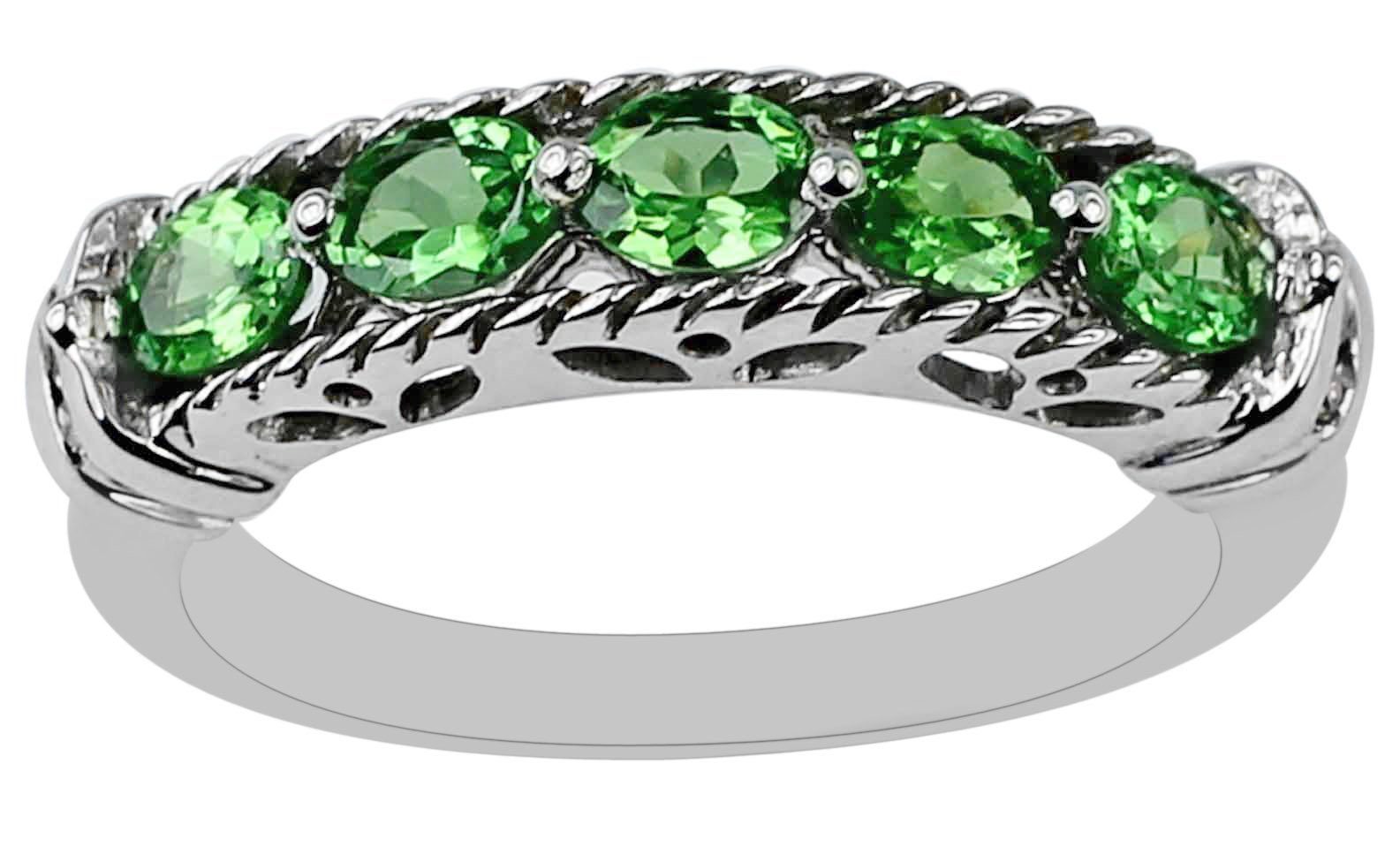 Carillon Stunning Tsavorite Oval Shape 4x3MM Natural Earth Mined Gemstone 925 Sterling Silver Ring Wedding Jewelry for Women & Men