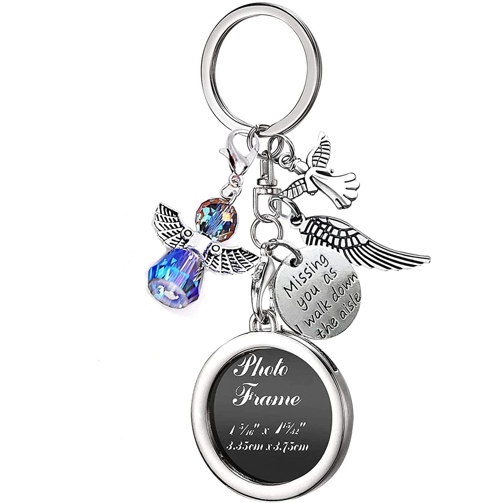 HLXFF3 ZTMERLO Bride Memorial Charm Wedding Bouquet Charm Missing You As I Walk Down the Aisle Wedding Remembrance Charm for Bouquet (silver missing u)