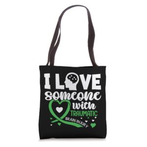 i love someone with traumatic brain injury tbi tee tote bag