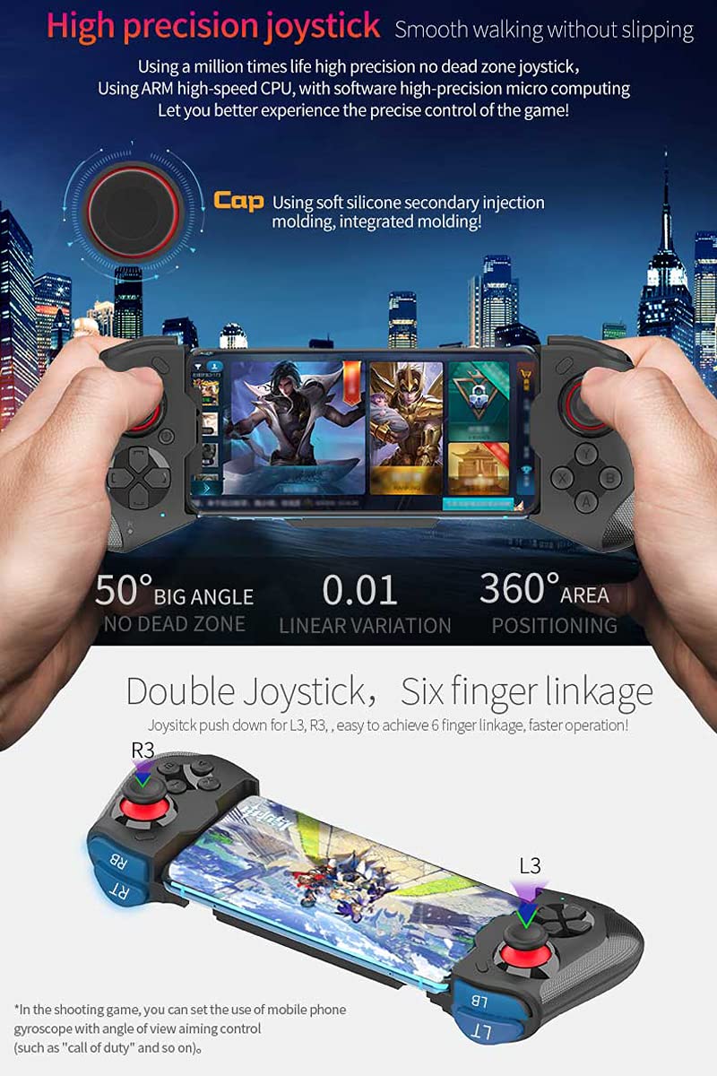 Megadream Mobile Gaming Controller for iPhone iOS Android PC Wireless Gamepad Joystick for iPhone 15/14/12/11, iPad, MacBook, Samsung Galaxy S22/S21/S20, TCL, Tablet, PC - 18+ Hour Battery Life - COD