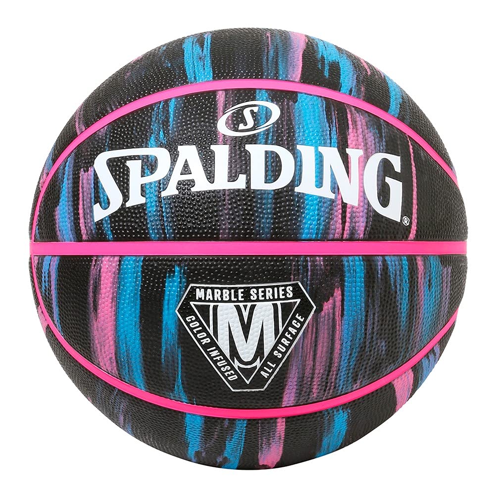 Spalding Basketball Marble Black Neon Rubber No. 7 Ball Basketball Basket