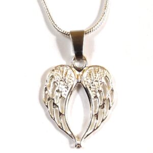 angel wing heart pendant necklace guardian angel silver plated snake chain 20 inch gift boxed jewelry