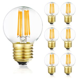 dimmable g16.5 led bulbs,e26 edison led light bulbs,6w equal 60 watt light bulb,600lm,soft white 3000k,globe light bulb for pendant,vintage led filament edison candle bulb with decorative,6pack.