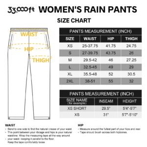 33,000ft Women's Rain Pants, Lightweight Waterproof Rain Over Pants, Windproof Hiking Pants for Outdoor, Fishing, Rainy Day … Grey