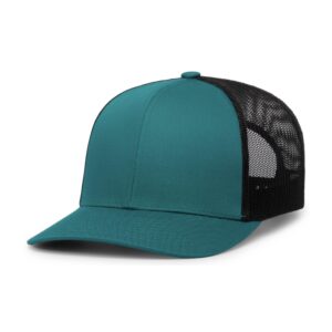 pacific headwear snapback trucker: stylish unisex cap for all-day comfort, jaguar teal/charcoal/jaguar teal os