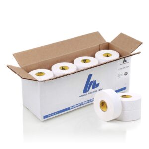 howies white athletic tape bulk - 8 rolls 1" x 15yd pro grade strength sports tape, easy tear, no sticky residue! single roll premium quality for athletes and medical trainers (45 feet)