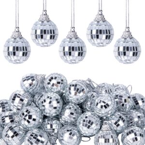 60pcs disco ball ornament - 1.2 inch mirror disco ball 60s 70s reflective mirror ball christmas tree wedding birthday party ball ornaments