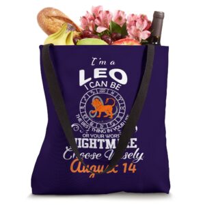 Leo Zodiac Sign August 14 Horoscope Birthday Party Costume Tote Bag