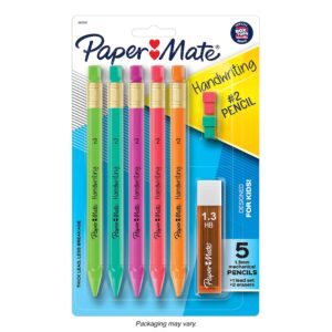 handwriting triangular mechanical pencil set with lead and eraser refills, 1.3 mm