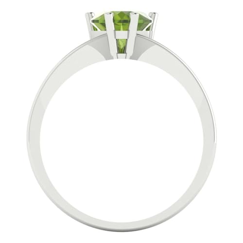 Clara Pucci 1.5ct Heart Cut Custom Engraving split shank Peridot Gem Engagement Wedding Solitaire W/Accent Ring 18K White Gold 10.75