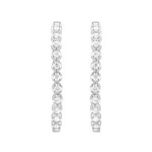 Beyond Brilliance 1.00 Carat Natural Diamond Hoop Earrings in Sterling Silver | Inside-out Round Cut | Hypoallergenic | Fine Jewelry for Women | Gift Box Included