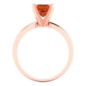 Clara Pucci 1.0 ct Princess Cut Custom Engraving Red VVS1 Gemstone Engagement Wedding Solitaire W/Accent Ring 18K Rose Gold Size 4.5