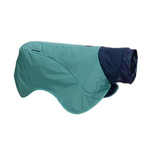 ruffwear, dirtbag dog towel, camping and outdoor absorbent coat, aurora teal, medium