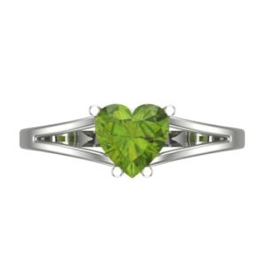 clara pucci 1.5ct heart cut custom engraving split shank peridot gem engagement wedding solitaire w/accent ring 18k white gold 10.75