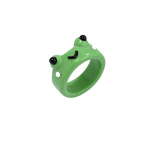 cute frog resin acrylic ring cartoon animal stackable finger ring for women friendship jewelry