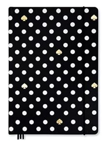 kate spade new york take note xl vegan leather notebook, black bound journal includes 168 pages, polka dots