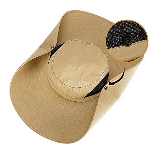 Leotruny Women Super Wide Brim Sun Hat UPF50+ Waterproof Straw Hat for Fishing, Hiking, Camping (C03-dark Gray)