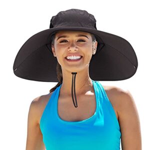 leotruny women super wide brim sun hat upf50+ waterproof straw hat for fishing, hiking, camping (c03-dark gray)