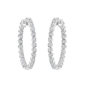 Beyond Brilliance 1.00 Carat Natural Diamond Hoop Earrings in Sterling Silver | Inside-out Round Cut | Hypoallergenic | Fine Jewelry for Women | Gift Box Included