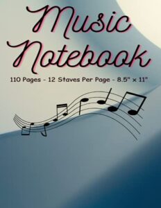 music notebook: music writing notebook | blank sheet music notebook | blank manuscript paper | 12 staves per page | 8.5" x 11" | 110 pages