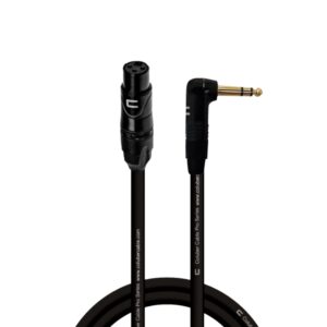 balanced xlr cable female to right angle 1/4" trs - 3 feet black - pro 3-pin microphone connector for powered speakers, audio interface or mixer for live performance & recording