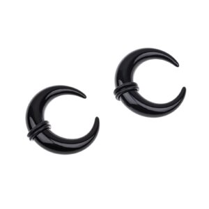 Memsion Ear Stretching Kit 54 Pieces 14G-00G Ear Gauges Expander Set Acrylic Septum Piercing Kit Crescent Spiral Buffalo Tapers and Plugs for Women Men Black Color