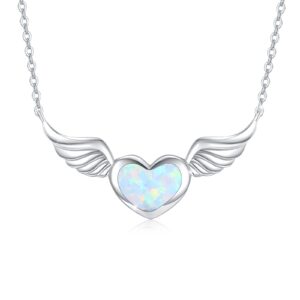 angel wings necklace for women 925 sterling silver opal angel wings necklace guardian angel wings necklace opal necklace jewelry gifts for women