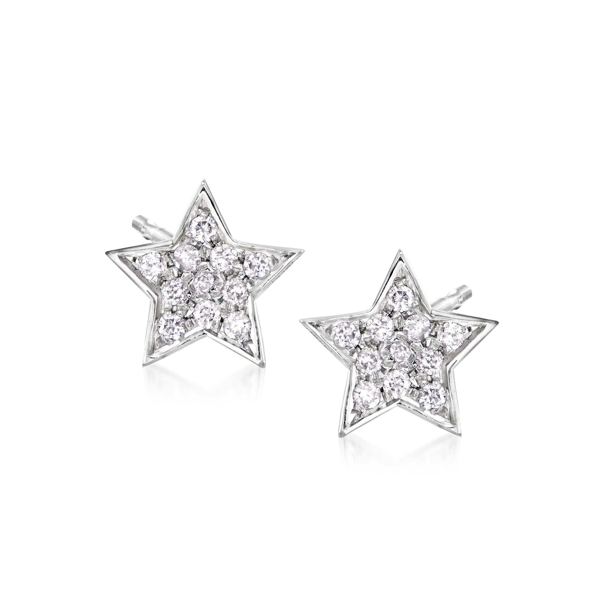 RS Pure by Ross-Simons 0.20 ct. t.w. Diamond Star Stud Earrings in Sterling Silver