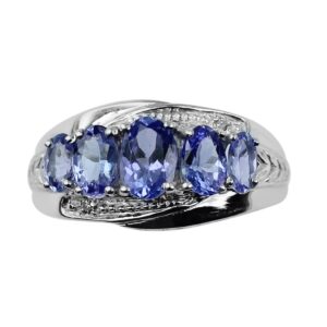 Carillon 0.95 Carat Tanzanite Oval Shape Natural Non-Treated Gemstone 925 Sterling Silver Ring Engagement Jewelry for Women & Men