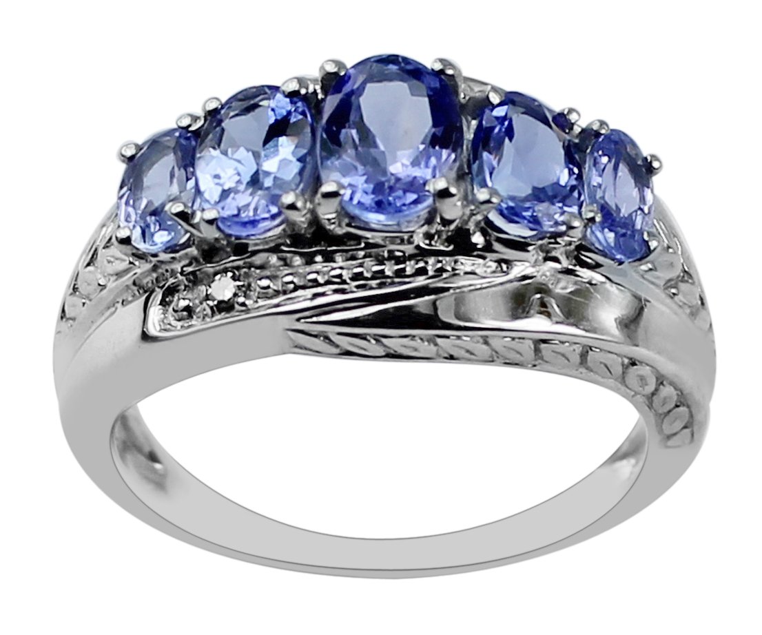 Carillon 0.95 Carat Tanzanite Oval Shape Natural Non-Treated Gemstone 925 Sterling Silver Ring Engagement Jewelry for Women & Men