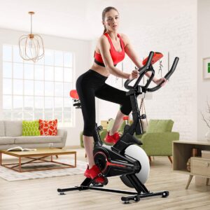 SPORFIT Indoor Cycling Bike Stationary - Exercise Bike with Comfortable Seat Cushion, Silent Belt Drive and Phone Holder for Home Training & Cardio Workout